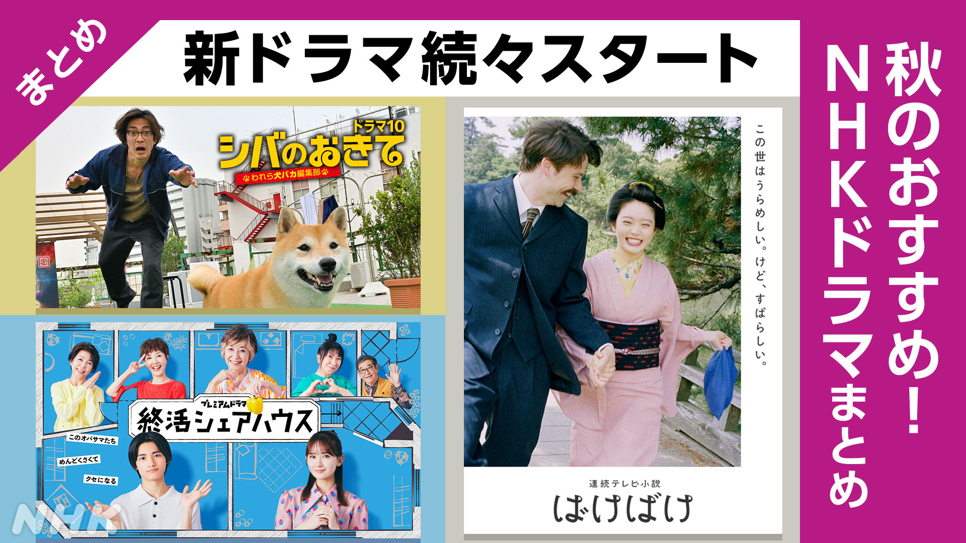 【秋のドラマまとめ】朝ドラ「ばけばけ」「シバのおきて」など新ドラマが続々スタート。「どんど晴れ」も！ - NHK